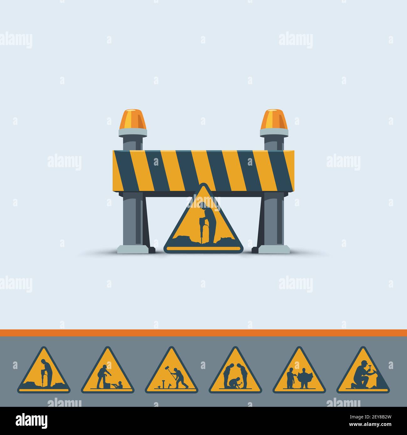 cute under construction road signs template Stock Vector Image & Art ...