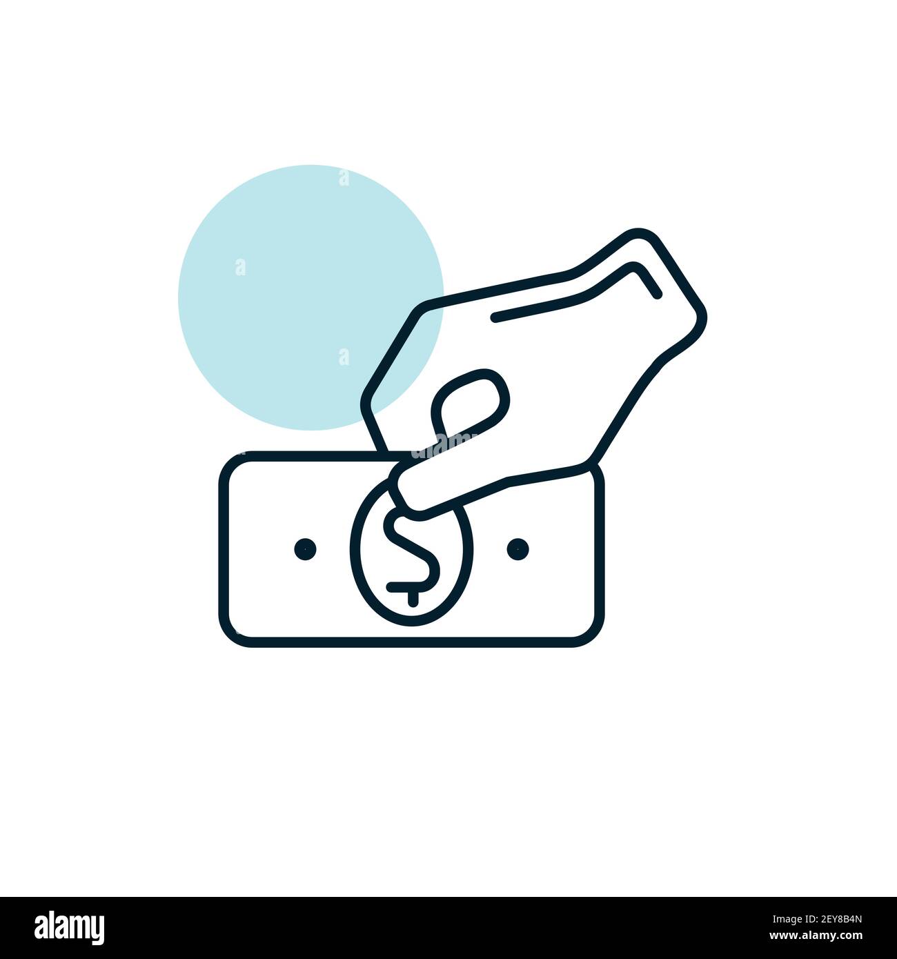 Hand holding money or money in hand outline icon. Hand with money or ...