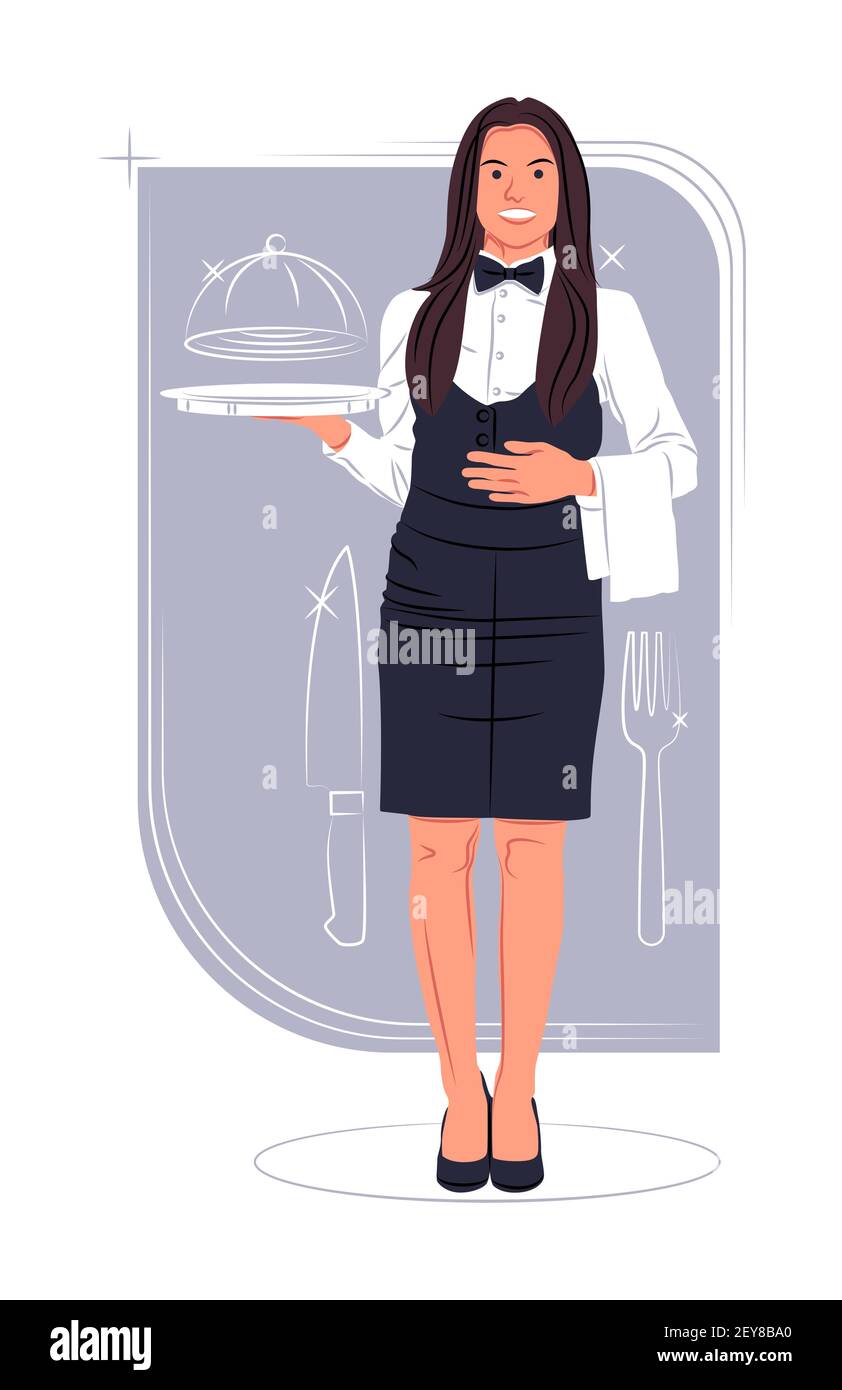 Vector waitress in shadow of sharp lines style Stock Vector Image & Art ...