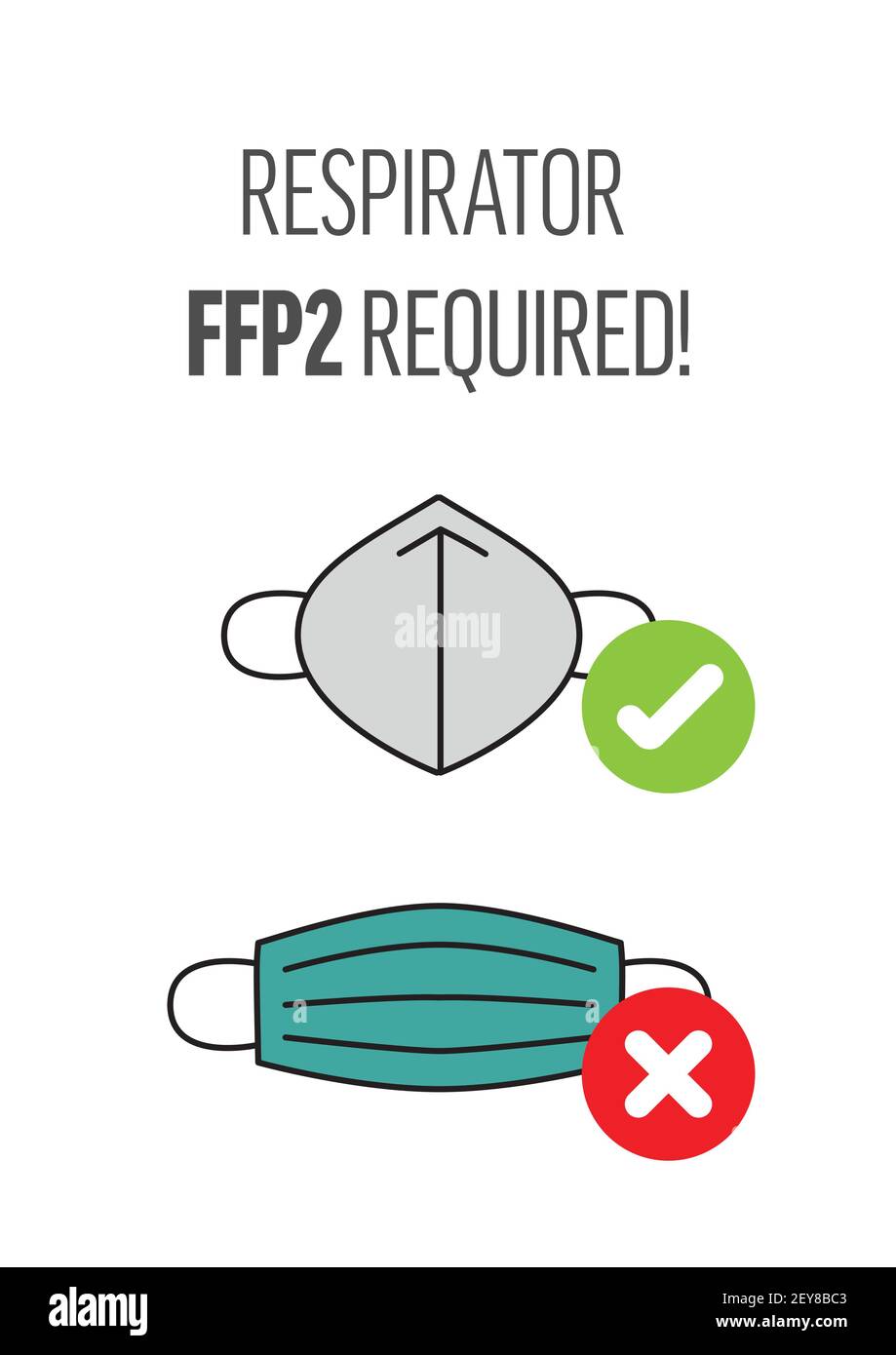 Shop poster - covid prevention - no entry without respirator FFP2, face ...