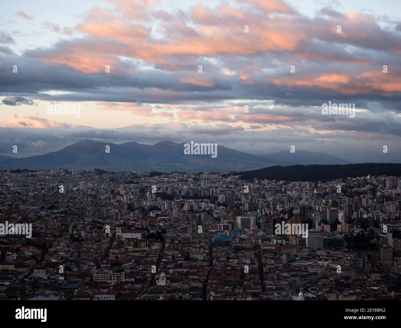 Aerial cityscape panorama of Quito skyline old historic town centre ...