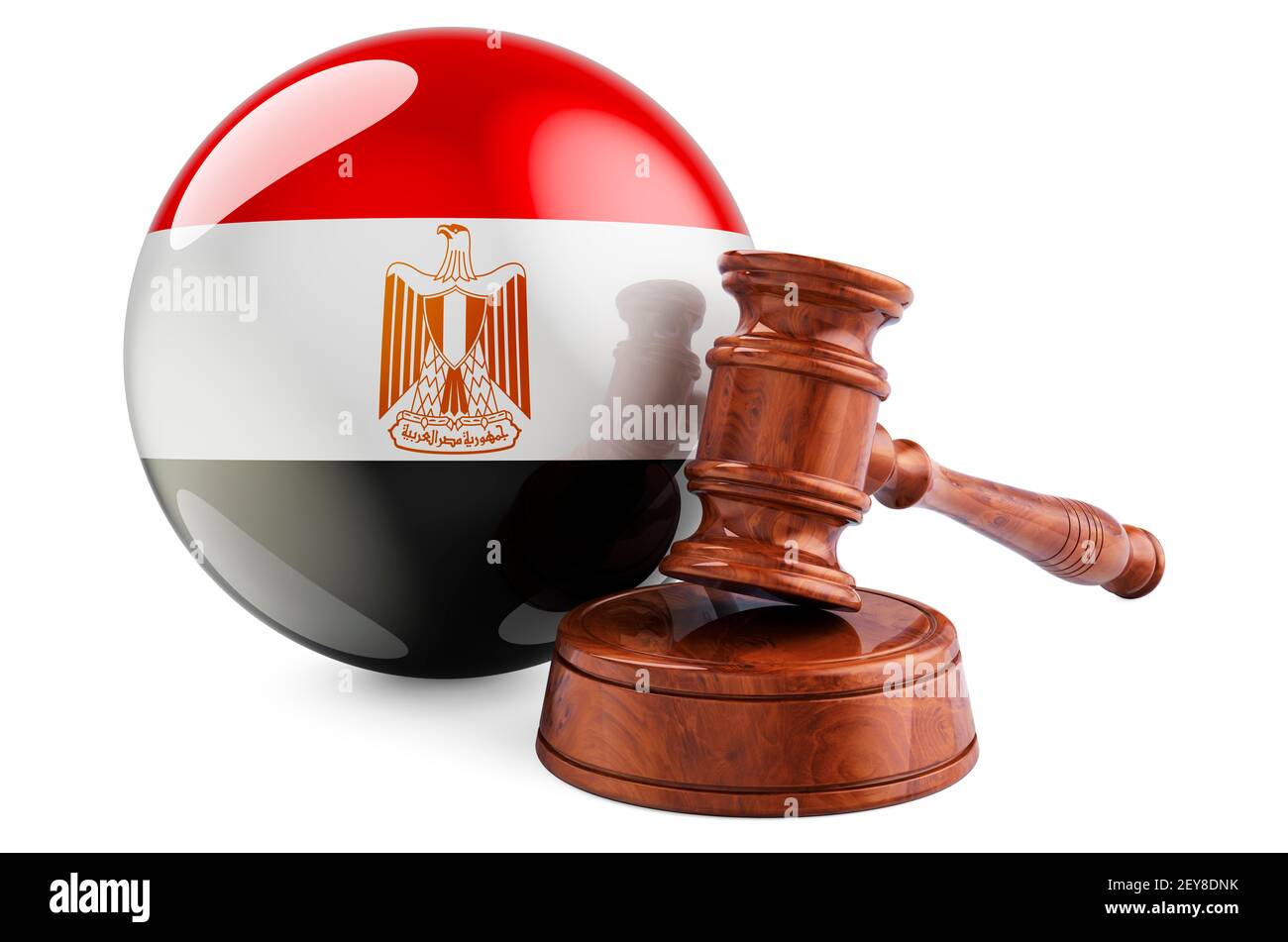 Egyptian law and justice concept. Wooden gavel with flag of Egypt. 3D ...