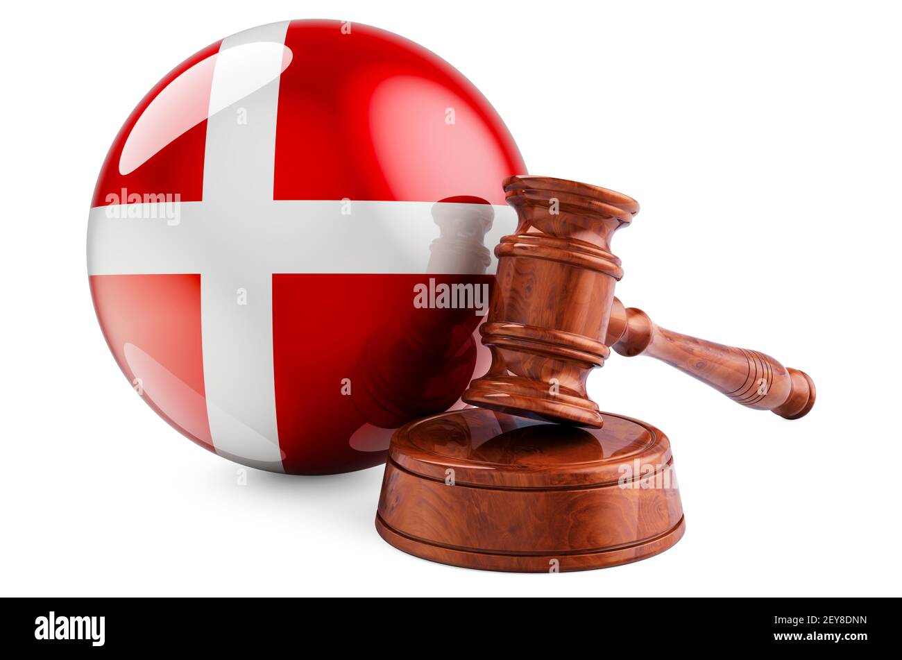 Danish law and justice concept. Wooden gavel with flag of Denmark. 3D ...