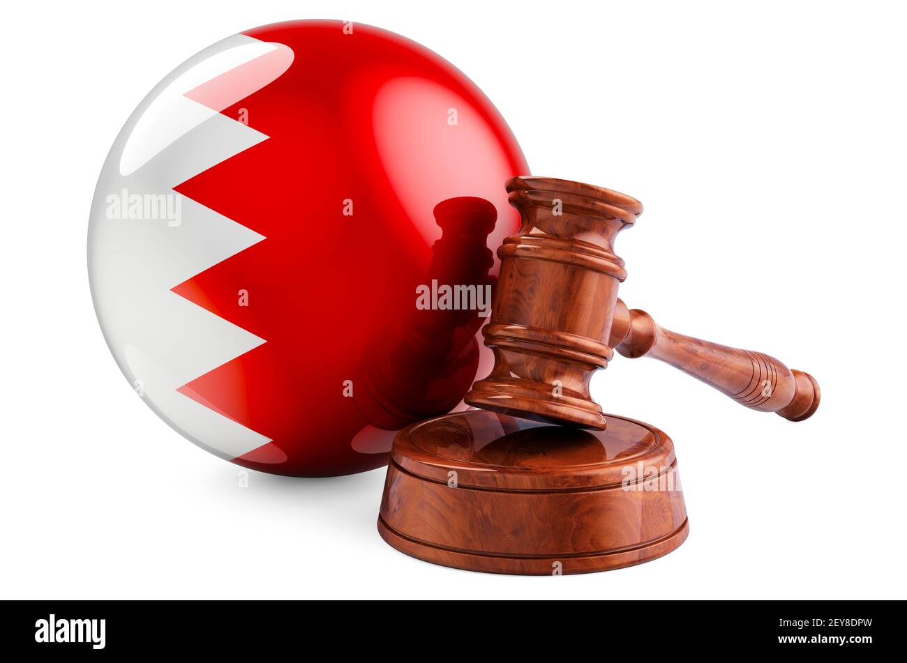 Bahraini law and justice concept. Wooden gavel with flag of Bahrain. 3D ...