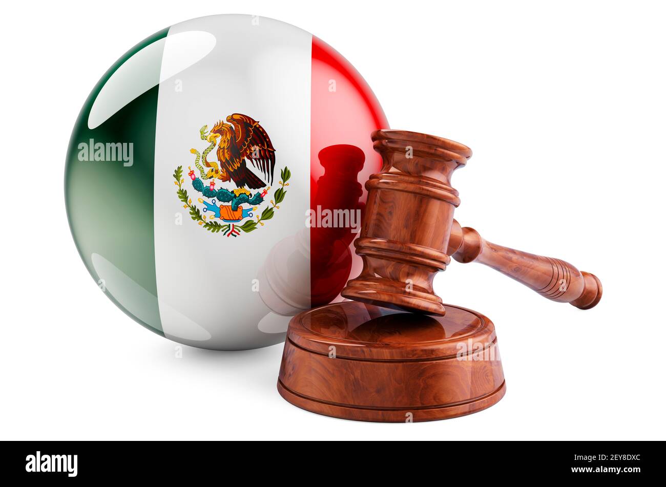 Mexican law and justice concept. Wooden gavel with flag of Mexico. 3D ...