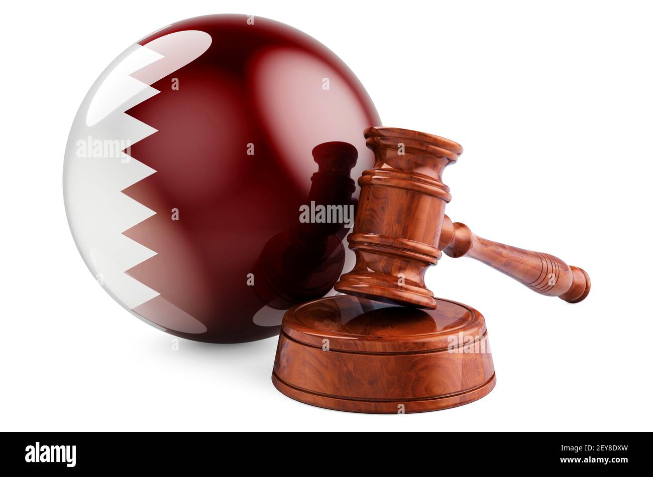 Qatari law and justice concept. Wooden gavel with flag of Qatar. 3D ...
