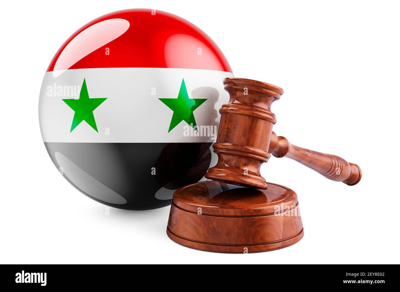 Syrian law and justice concept. Wooden gavel with flag of Syria. 3D ...
