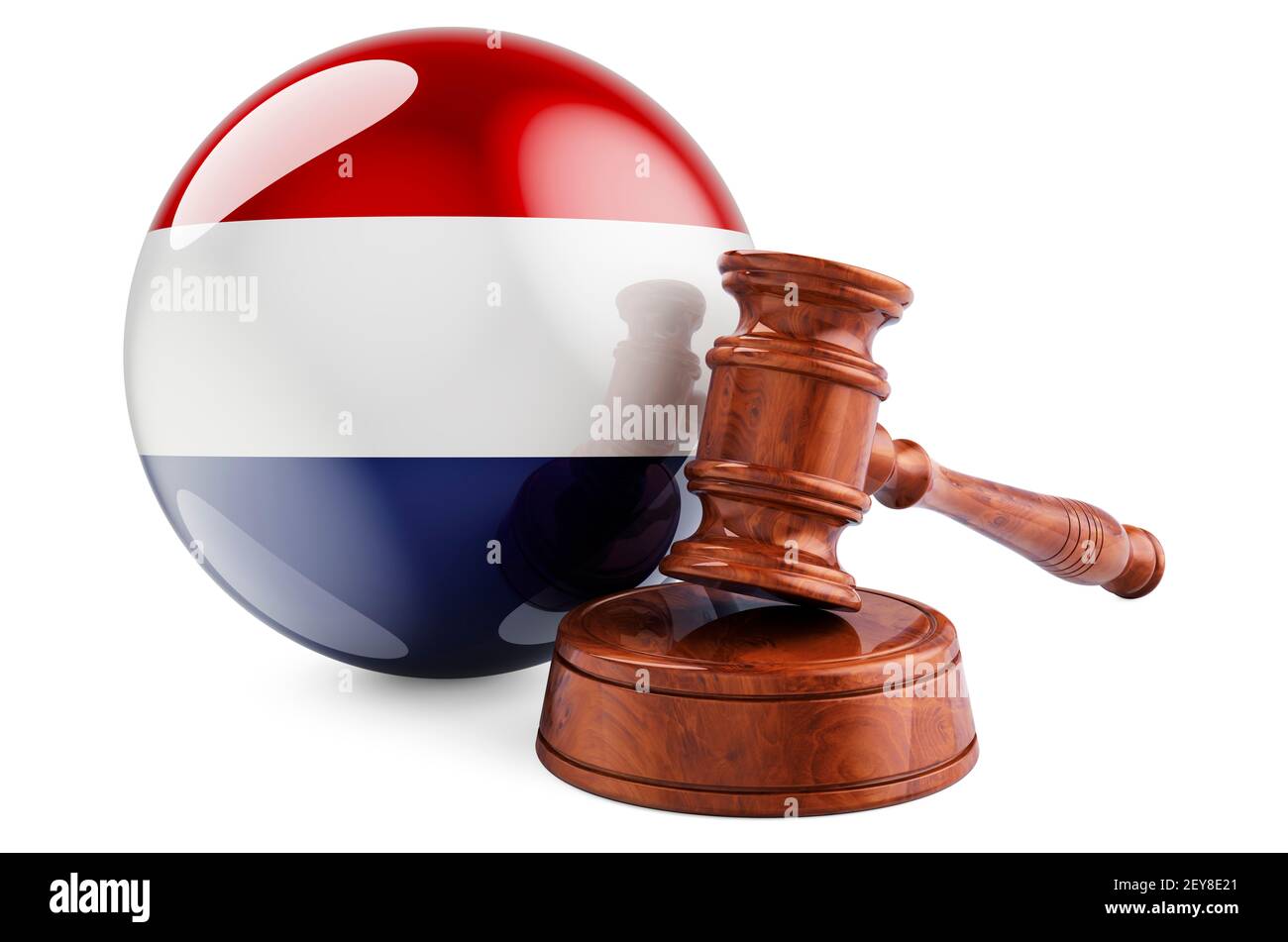 The Netherlands law and justice concept. Wooden gavel with flag of the ...