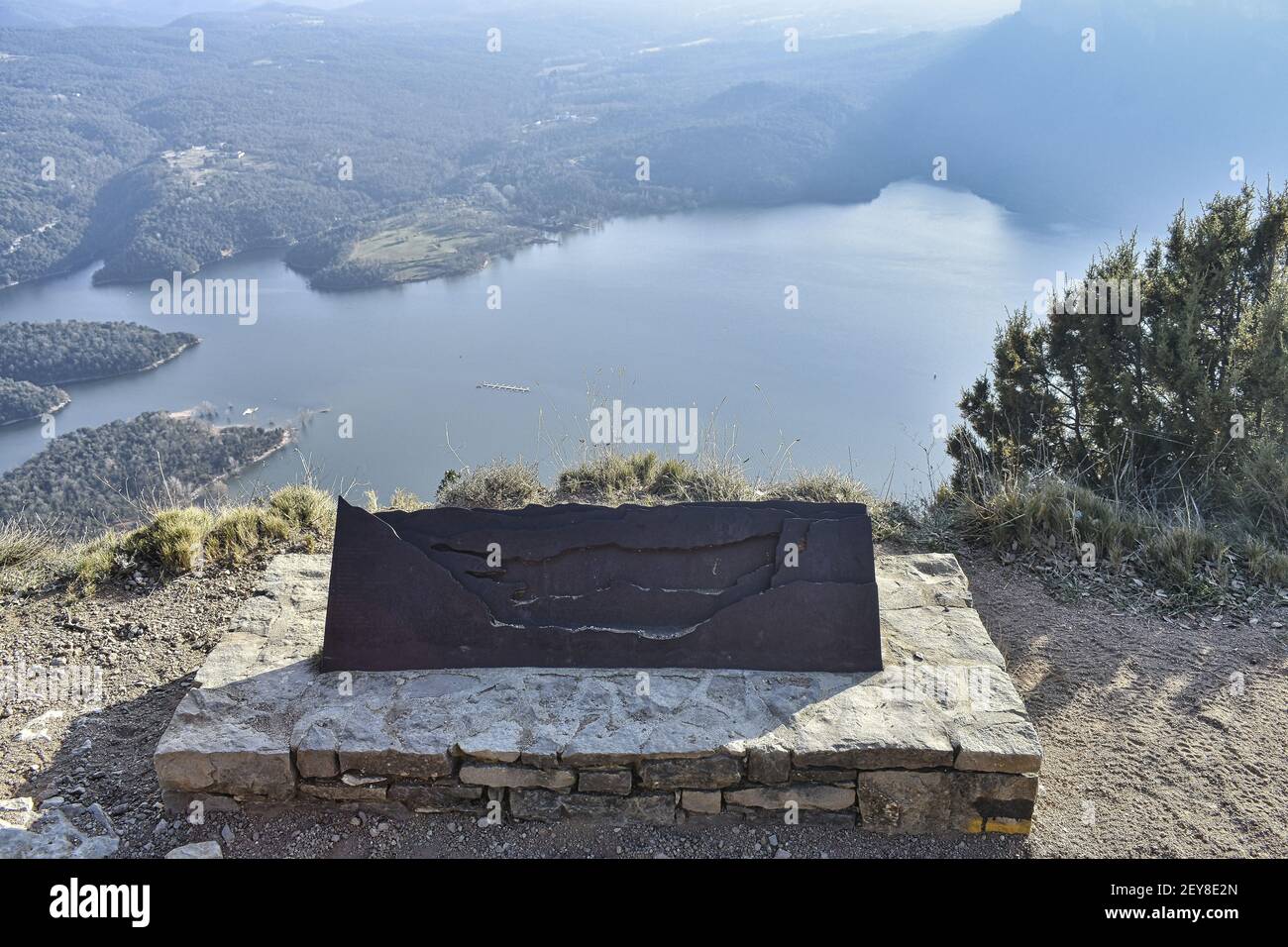 A beautiful view of a lake from the top of a mountain Stock Photo - Alamy