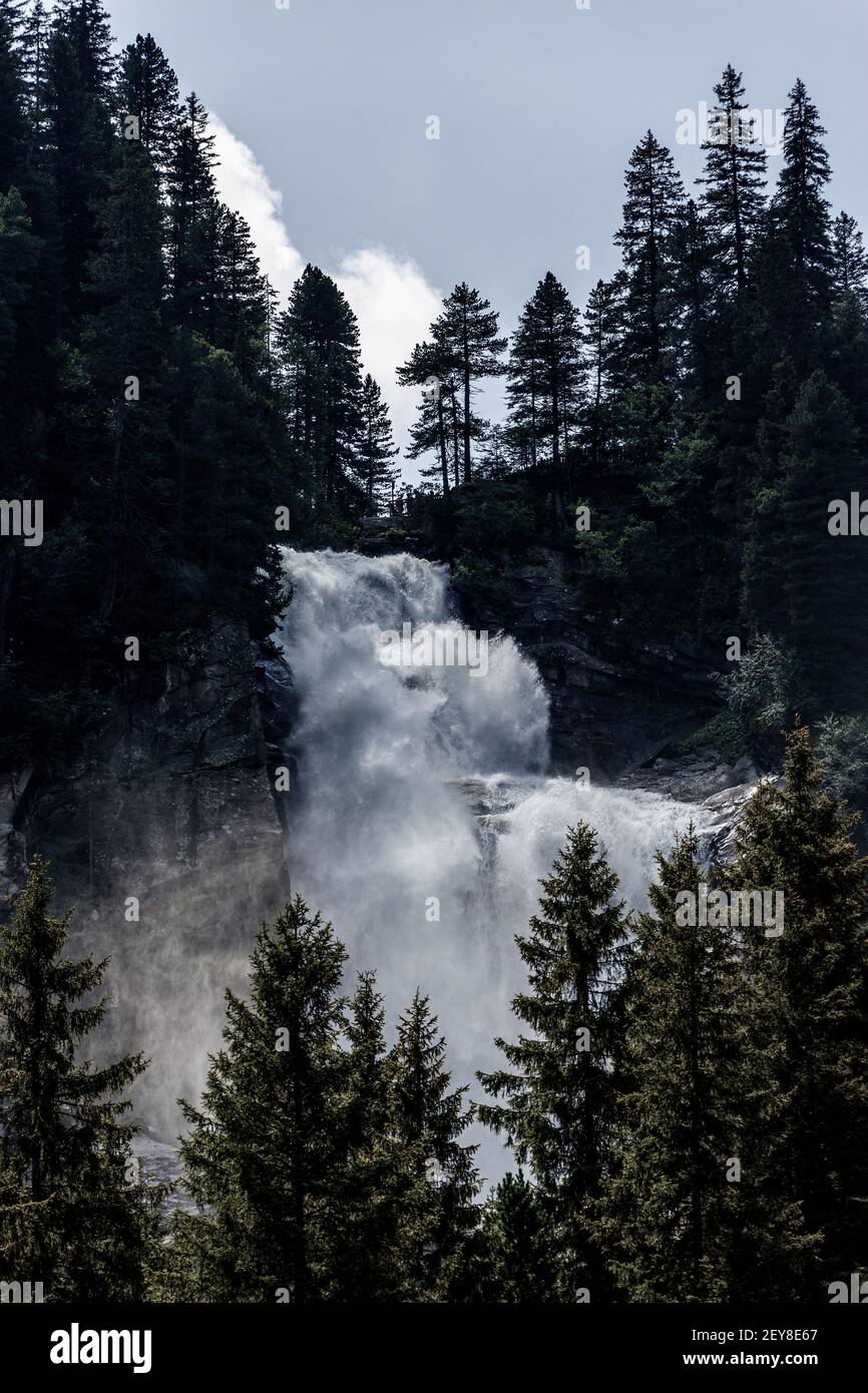 Panoramic view of the Krimmler waterfalls, the highest waterfalls in ...