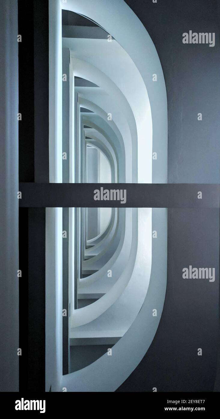 Pattern created by beams of concrete inside a building Stock Photo - Alamy