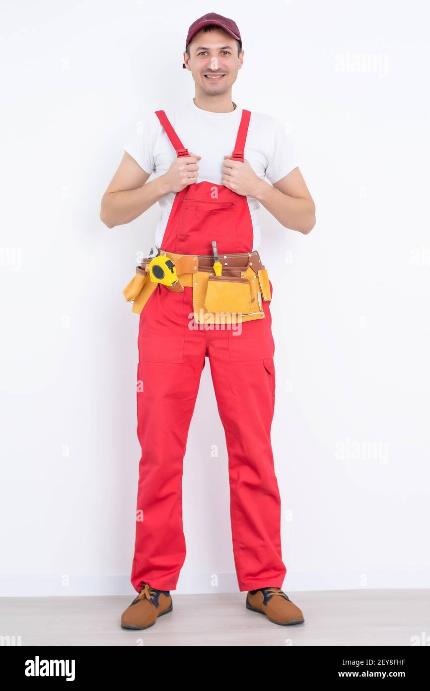 Stock image of male construction worker over white background Stock ...