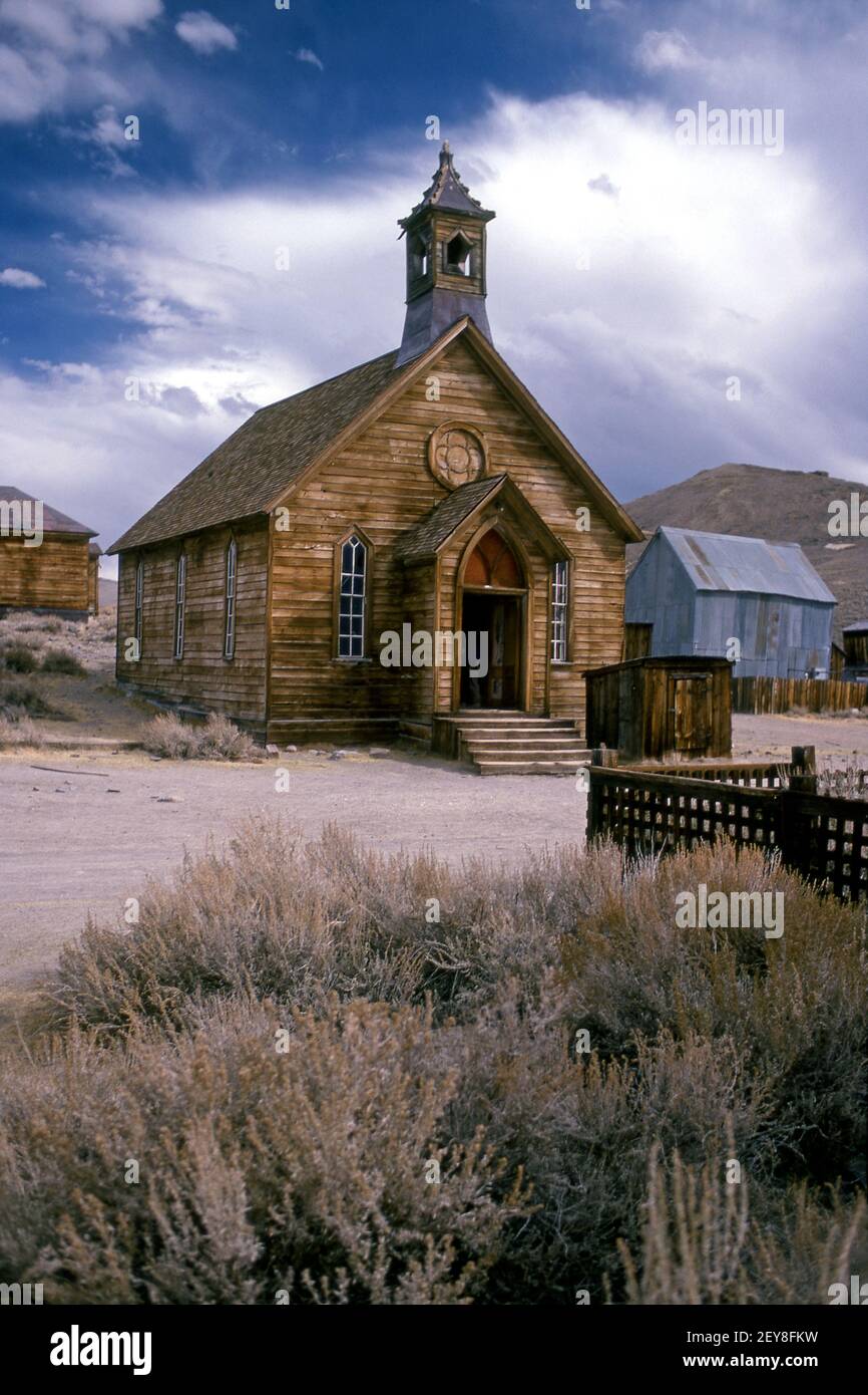 Old church in Ghost Town at Bodie, CA Stock Photo - Alamy