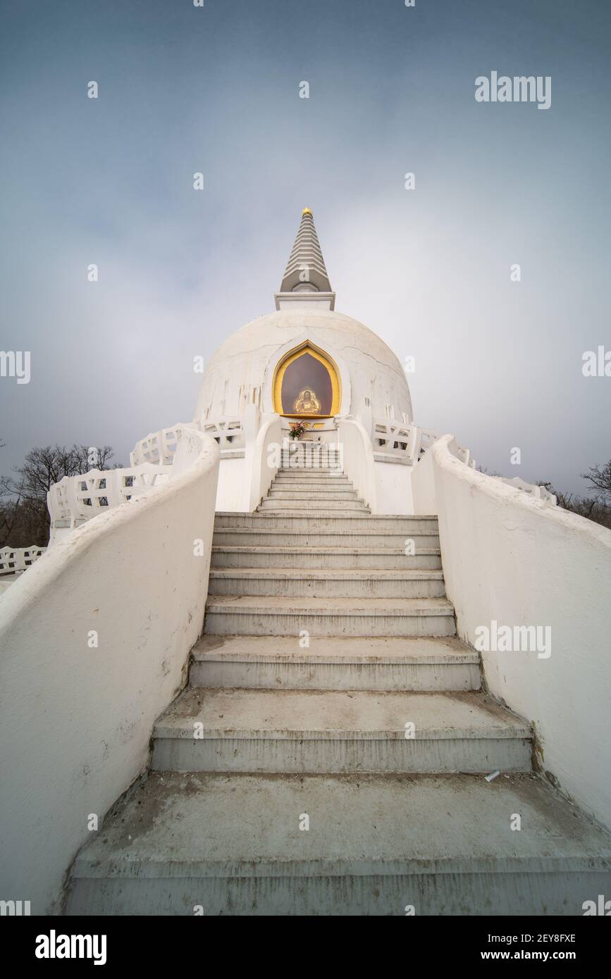 white stupa in hungary, Zalaszanto, called peace stupa Stock Photo - Alamy