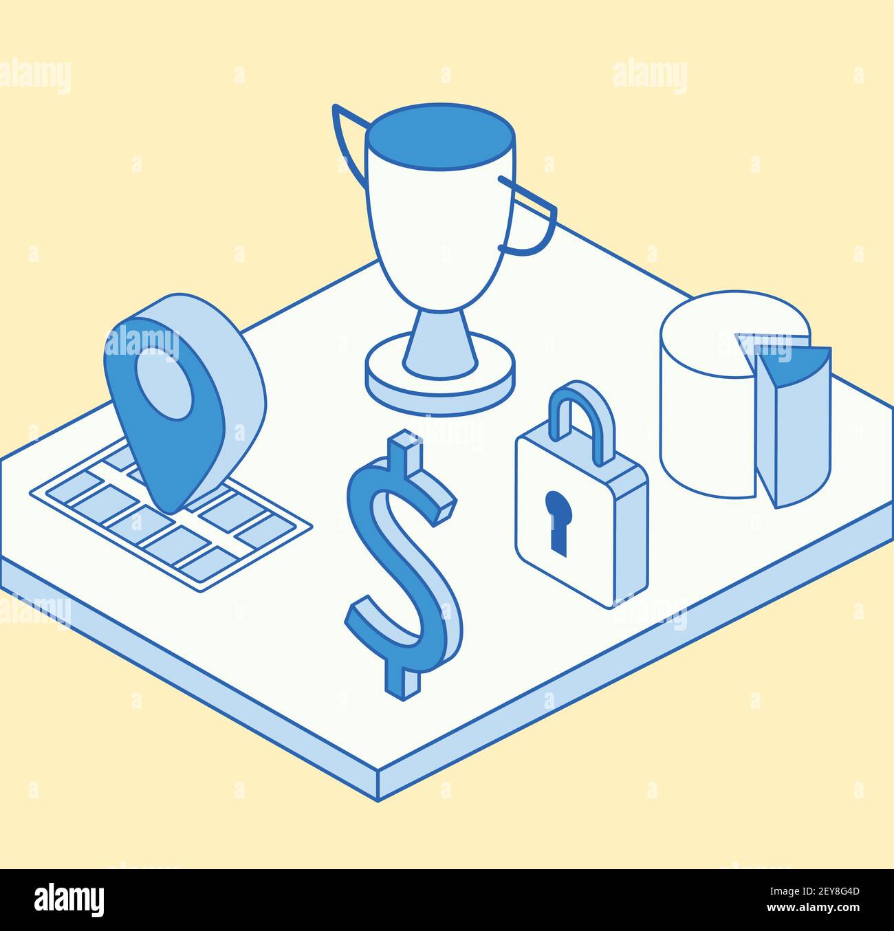 isometric five icons Stock Vector Image & Art - Alamy