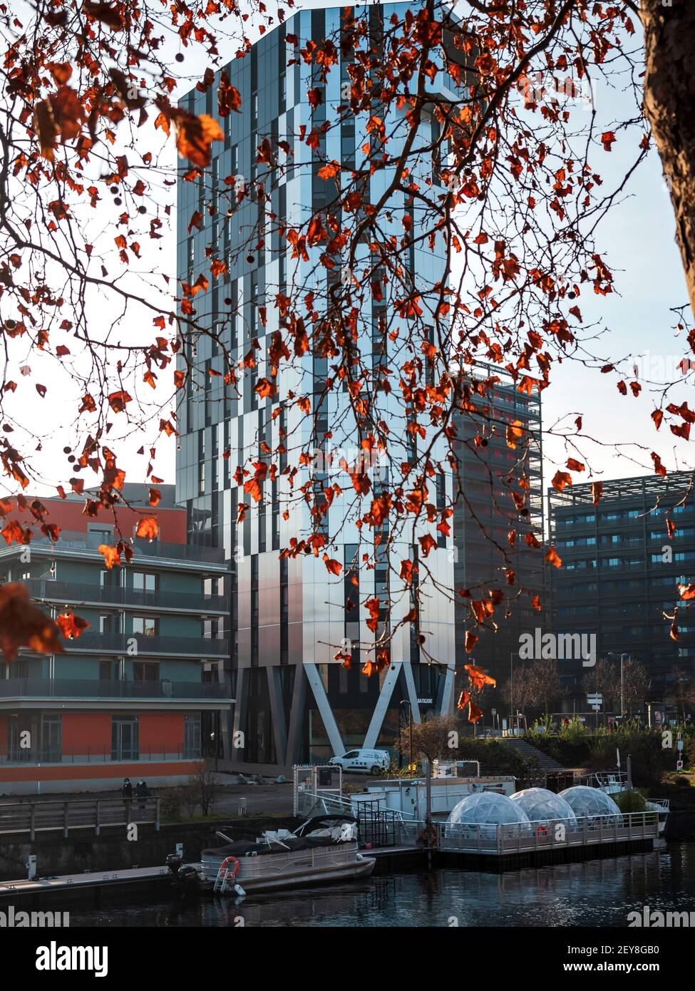 stunning colors of autumn in the city of Strasbourg. Colored leaves ...