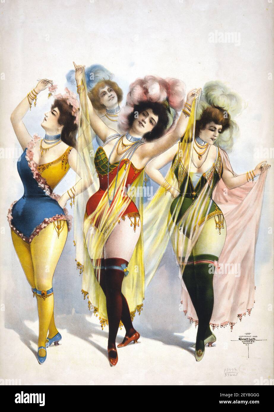 Courier Company, 4 dancing cabaret / show girls. 1800s. Antique and old ...