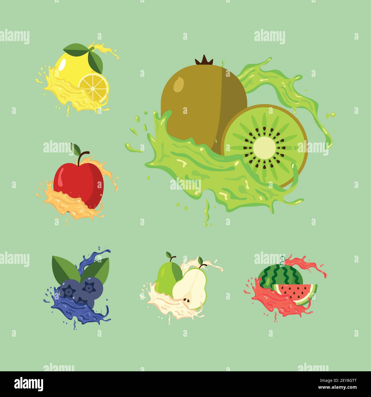 six fruits splash Stock Vector Image & Art - Alamy