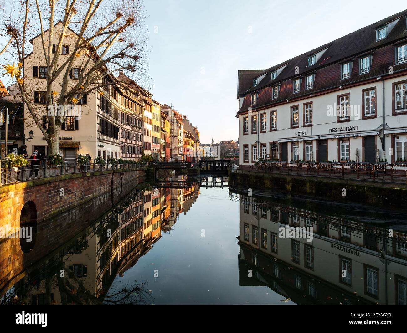 stunning colors of autumn in the city of Strasbourg. Colored leaves ...