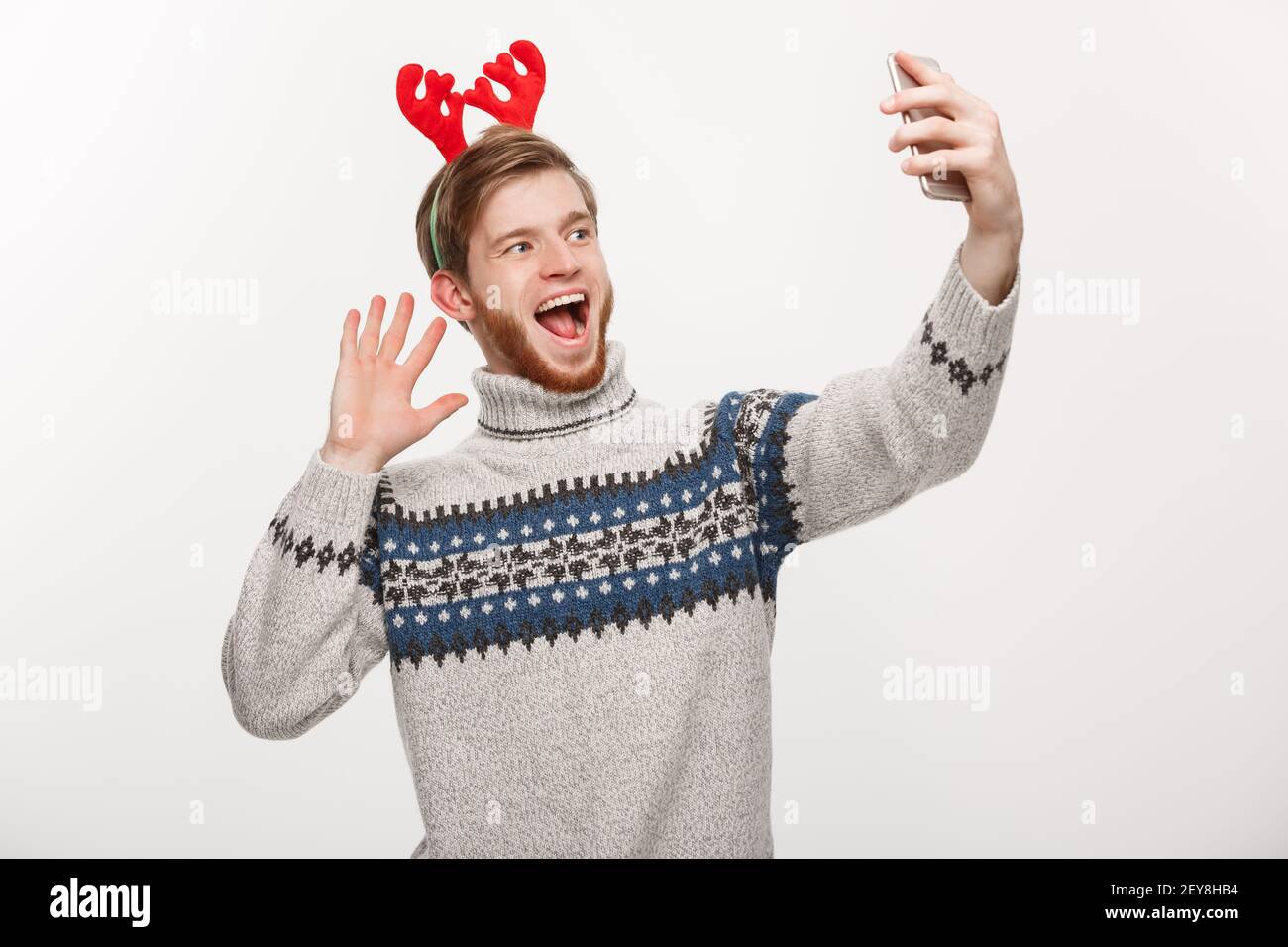 holiday and lifestyle concept - Young handsome beard man taking a ...