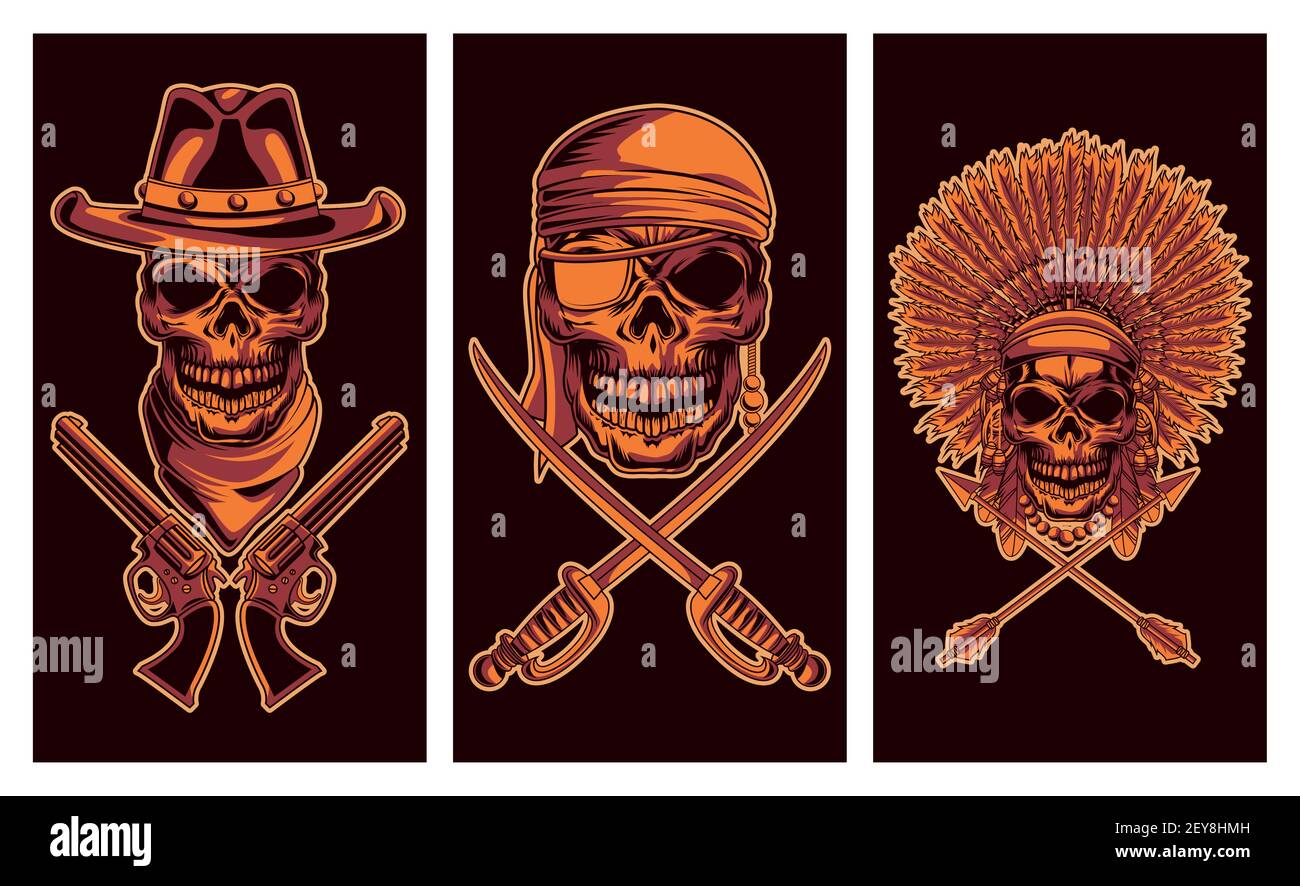 three skulls heads Stock Vector Image & Art - Alamy