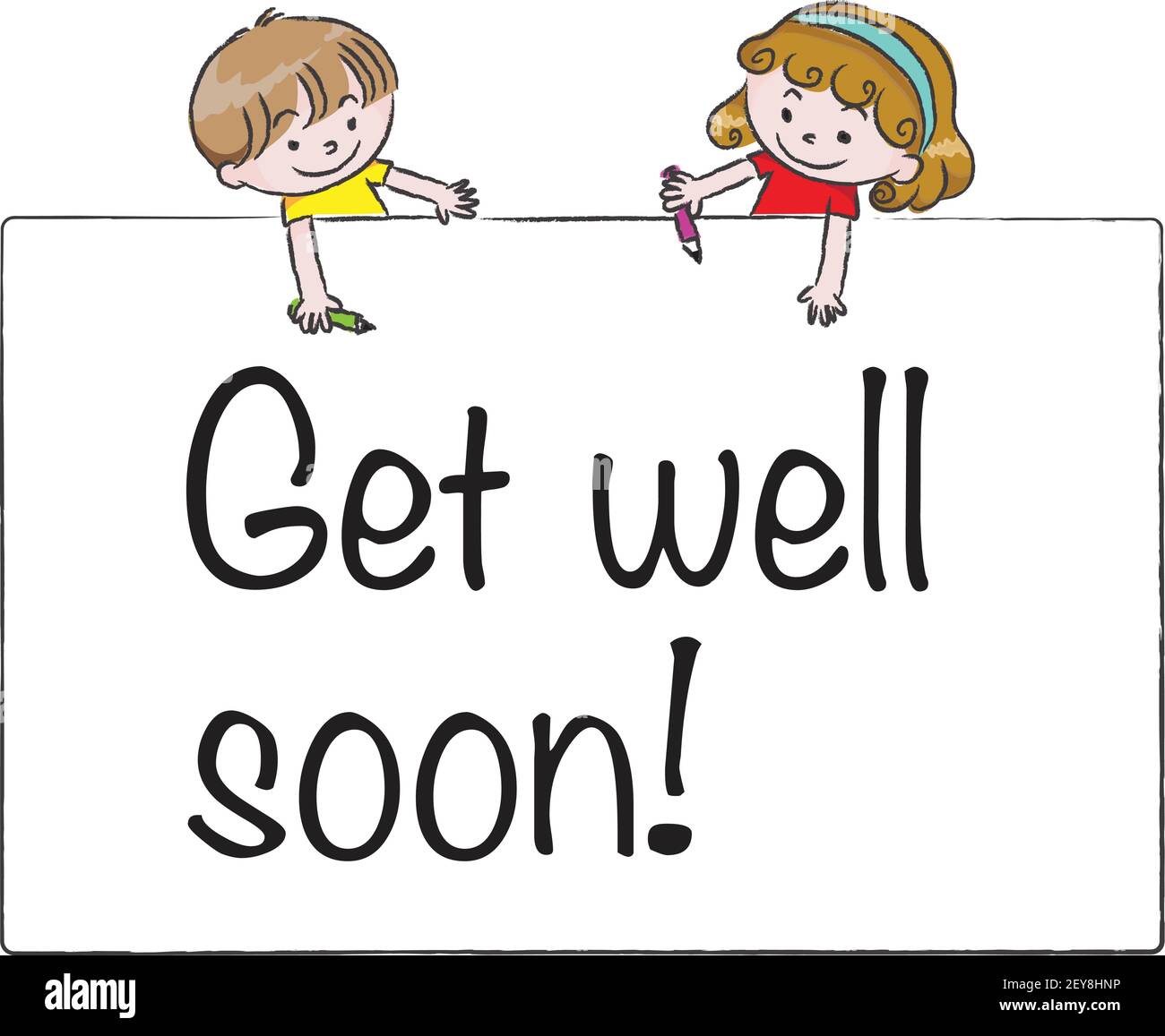 vector cartoon kids with get well soon card Stock Vector Image & Art ...