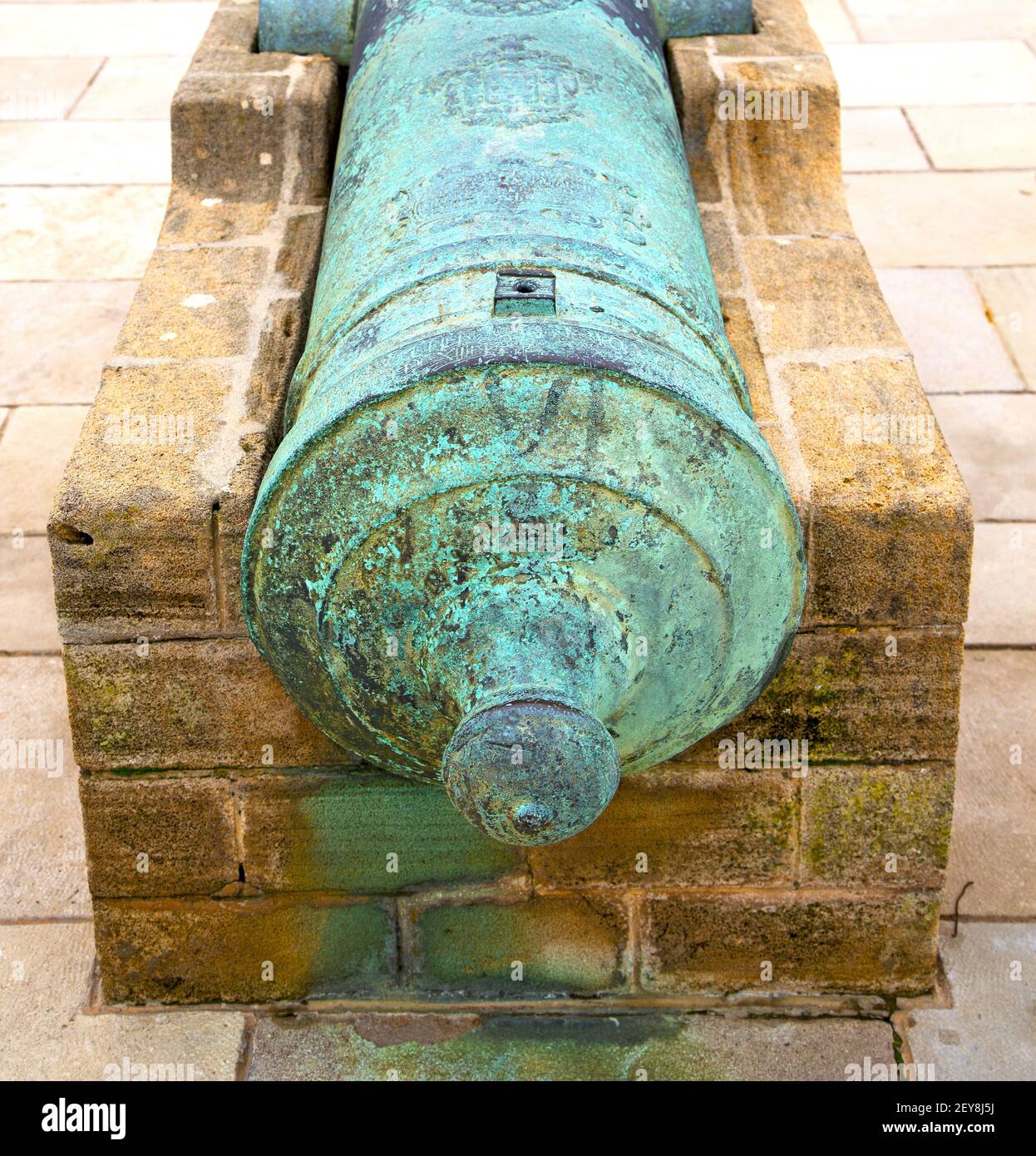 Bronze cannon in africa morocco green and the old pavement Stock Photo ...