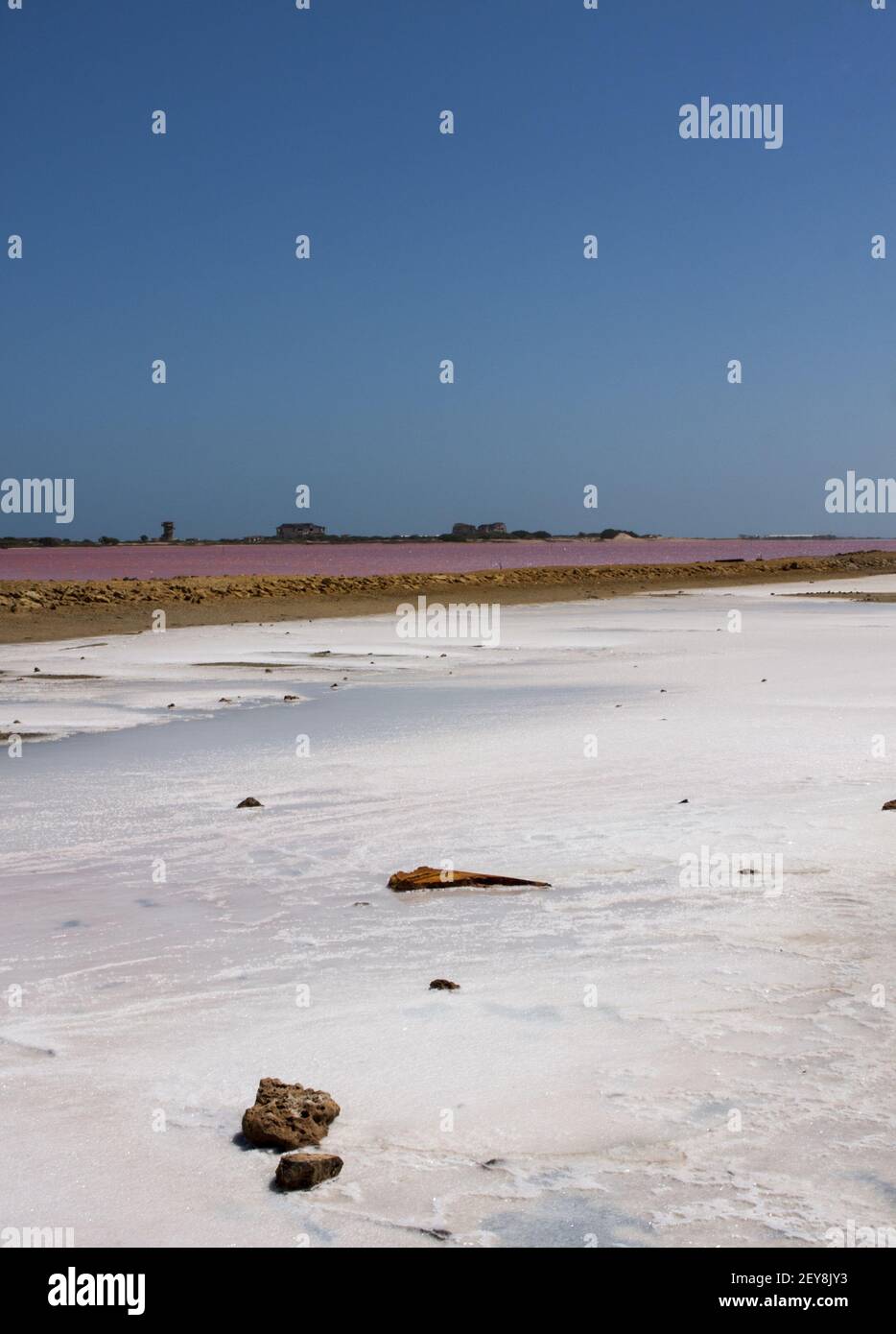Orientation photographs of the formation of the pink salt pile in a ...
