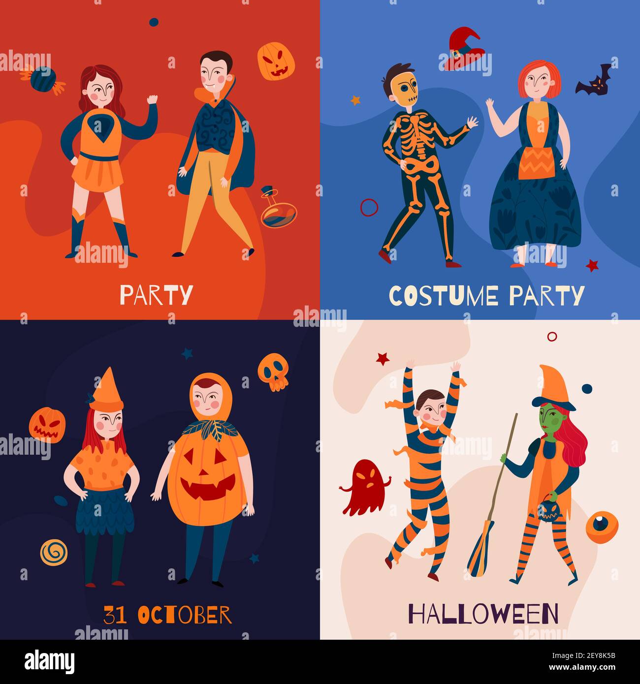 Halloween kids conceptual composition with human characters and ...
