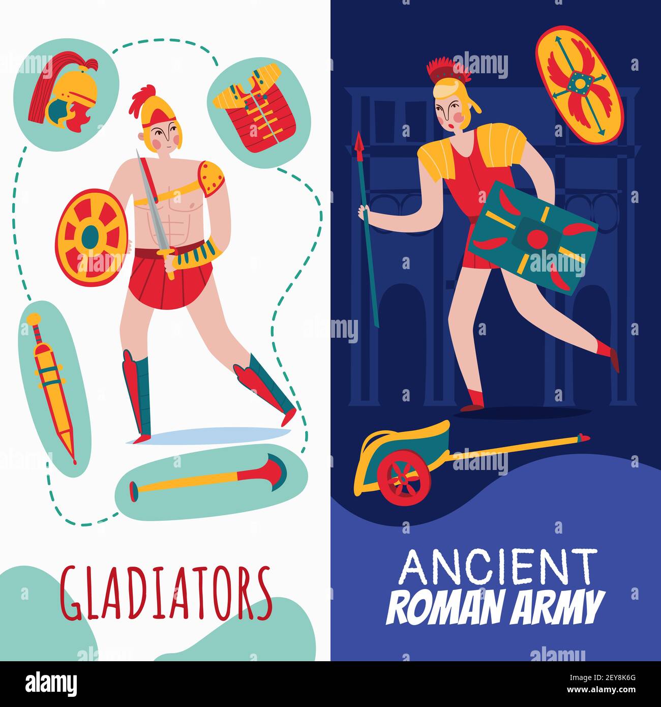 Ancient rome empire vertical banners set with hand written style text ...