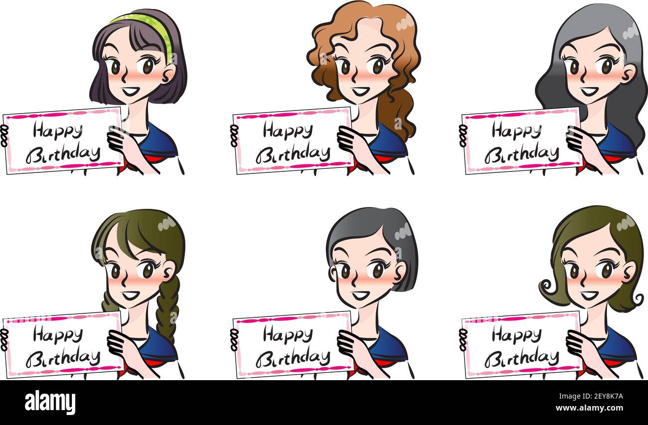 vector high school girl hold Birthday card Stock Photo - Alamy