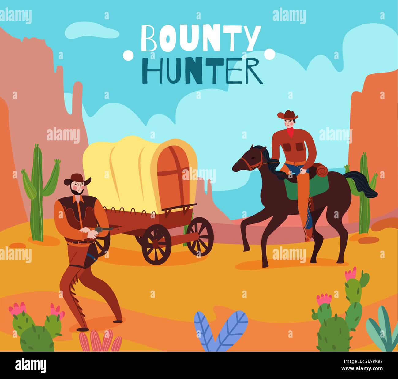 Cowboy western town cartoon hi-res stock photography and images - Alamy