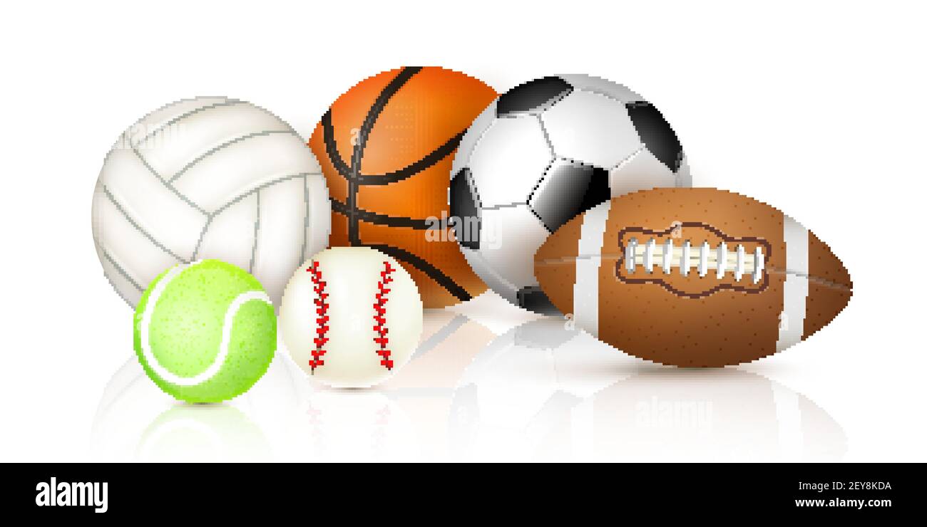 Sport balls collection for basketball football volleyball baseball ...