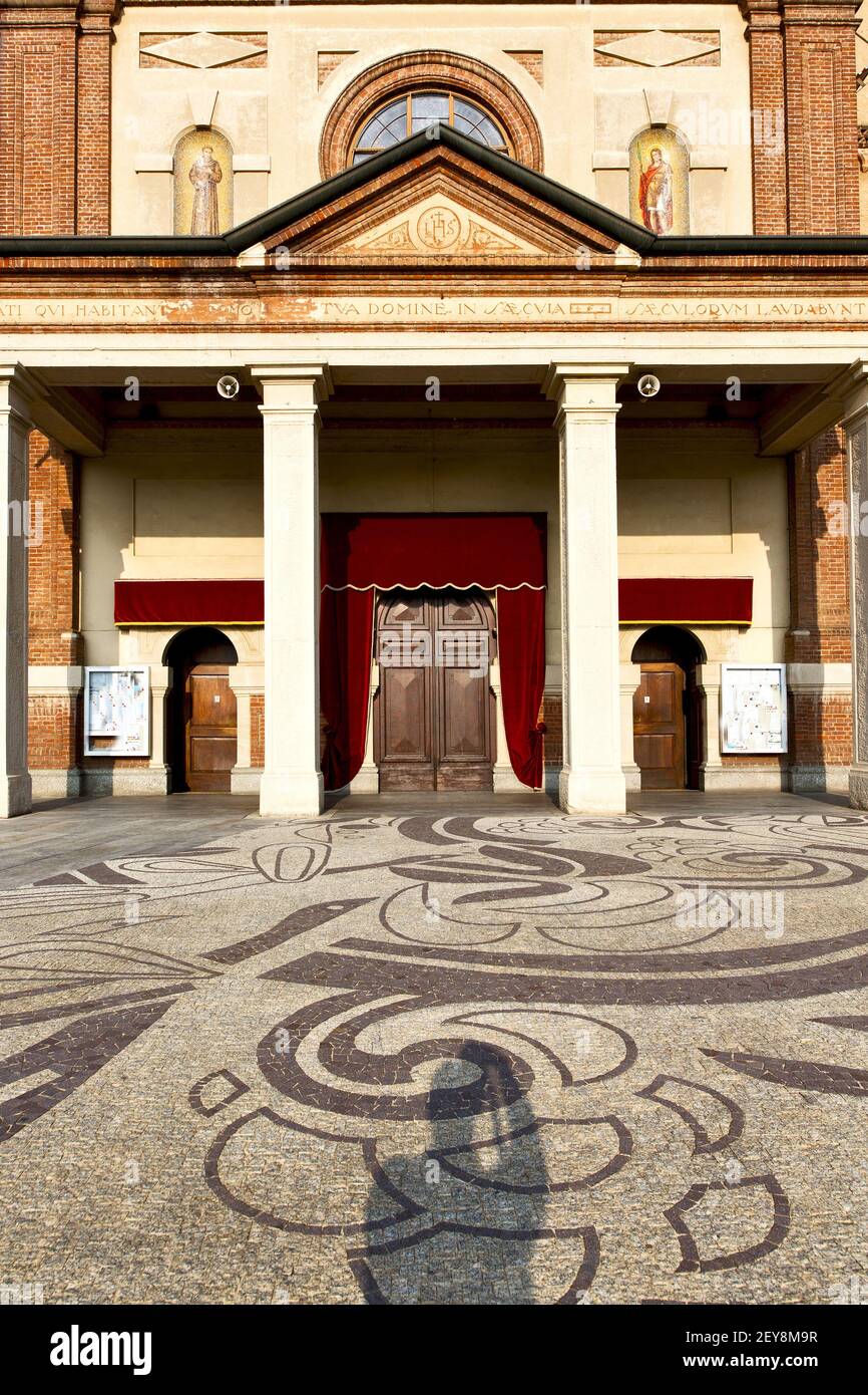 Church in the parabiago old brick tower sidewalk italy lombardy Stock ...