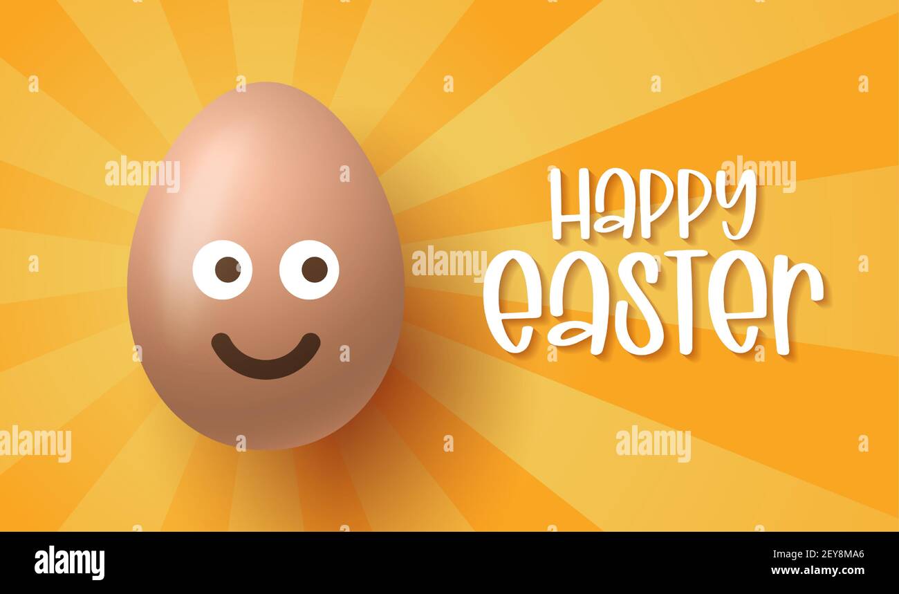 Happy Easter, easter eggs with cute smiling emoji face, vector ...