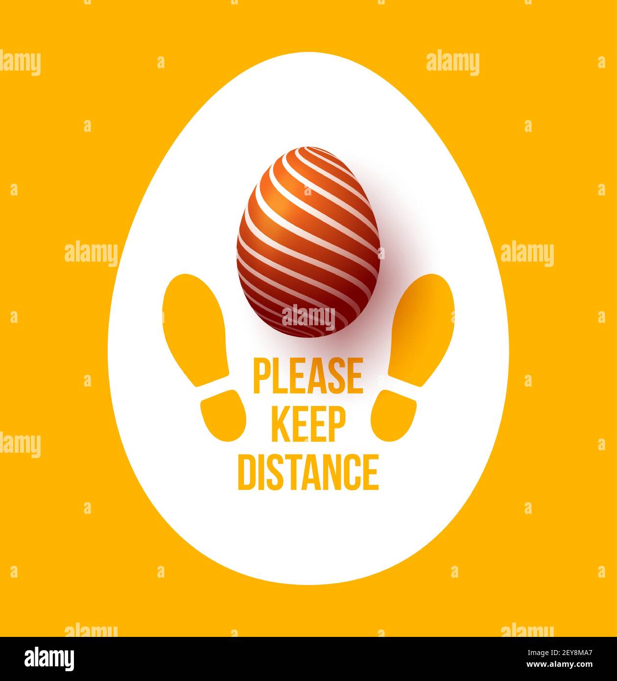 Keep your distance sign footprint shoe shape with easter egg avoid ...