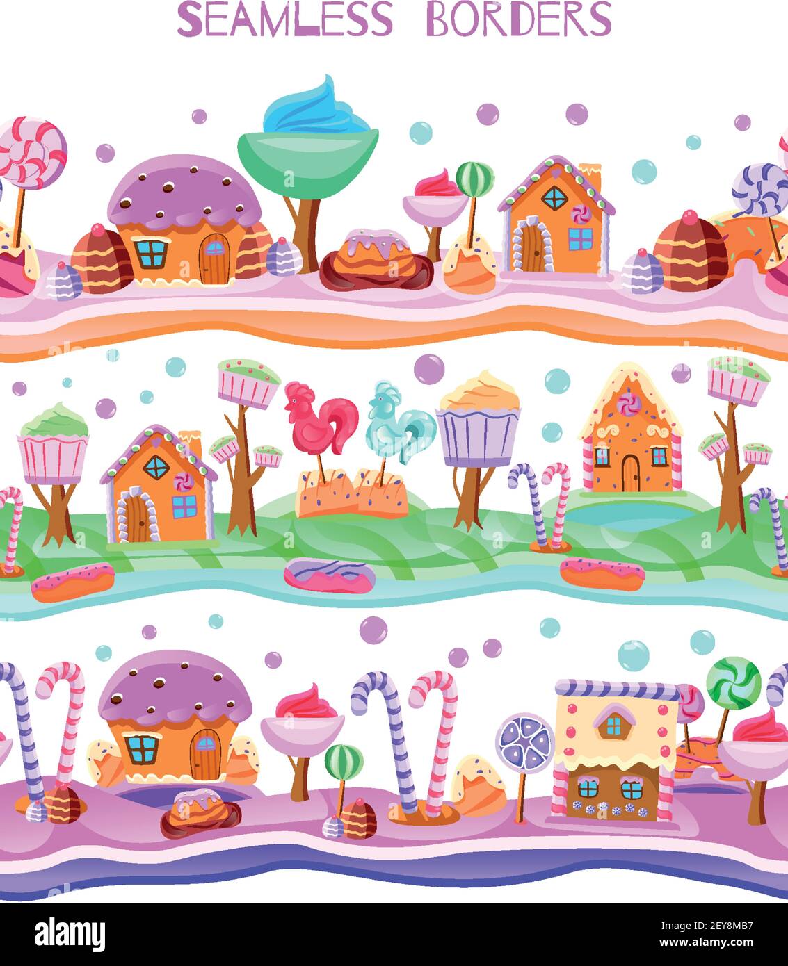 Fairy tale candy land with lollipops trees from cupcakes sweet houses ...