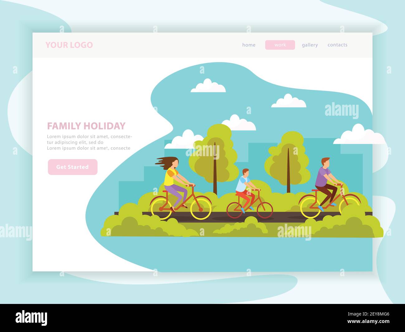 Family summer holidays vacation outdoor activity planning orthogonal ...