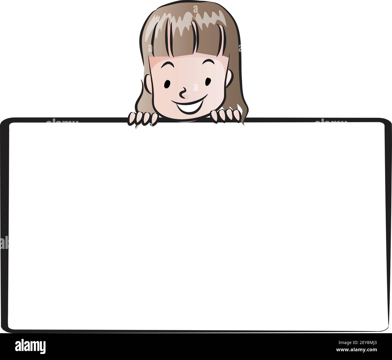 vector cartoon children hold blank card border frame background Stock ...