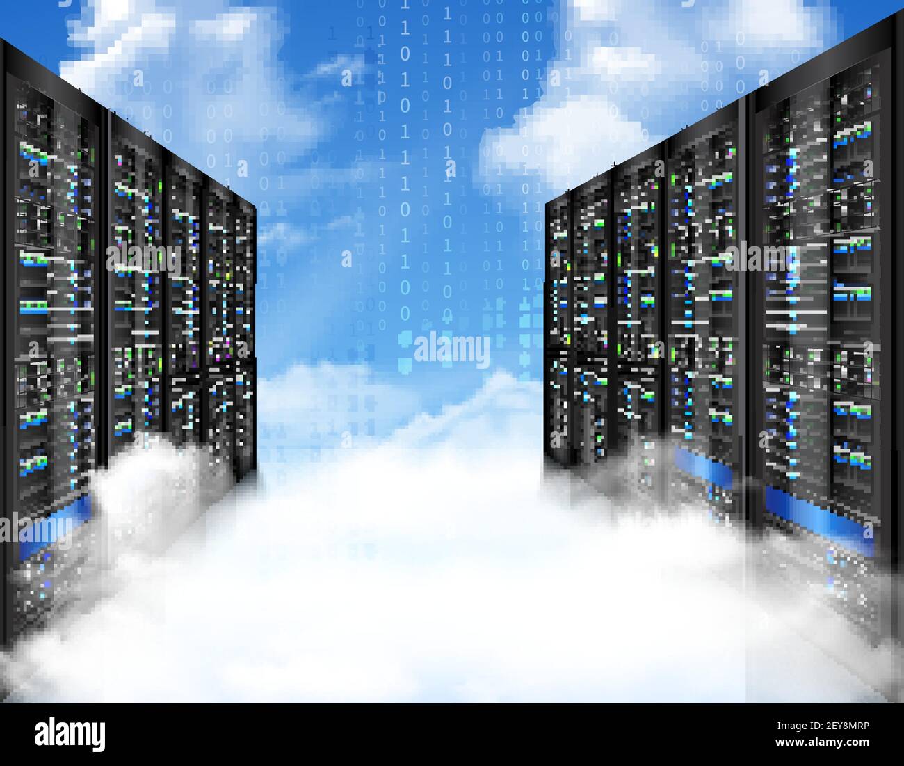 Data storage realistic composition with computer hard drive in cloud ...