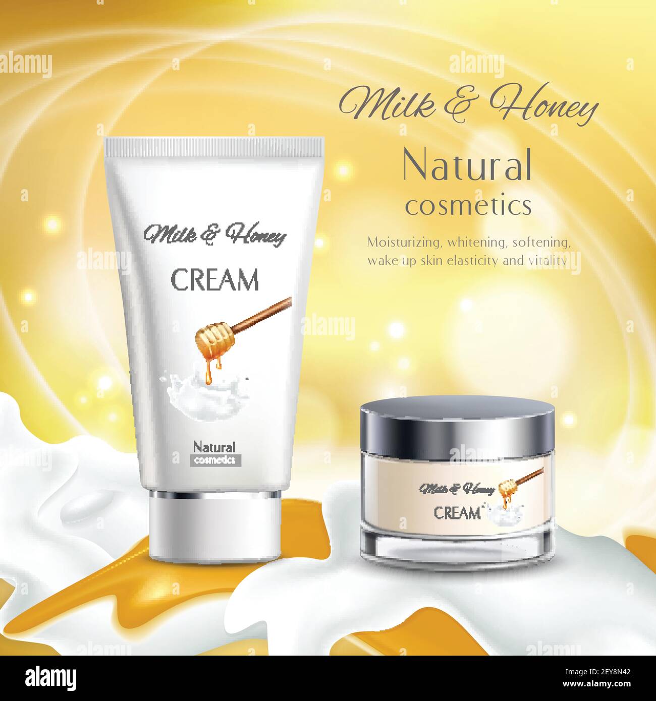 Milk and honey quality cosmetics natural ingredients realistic ...
