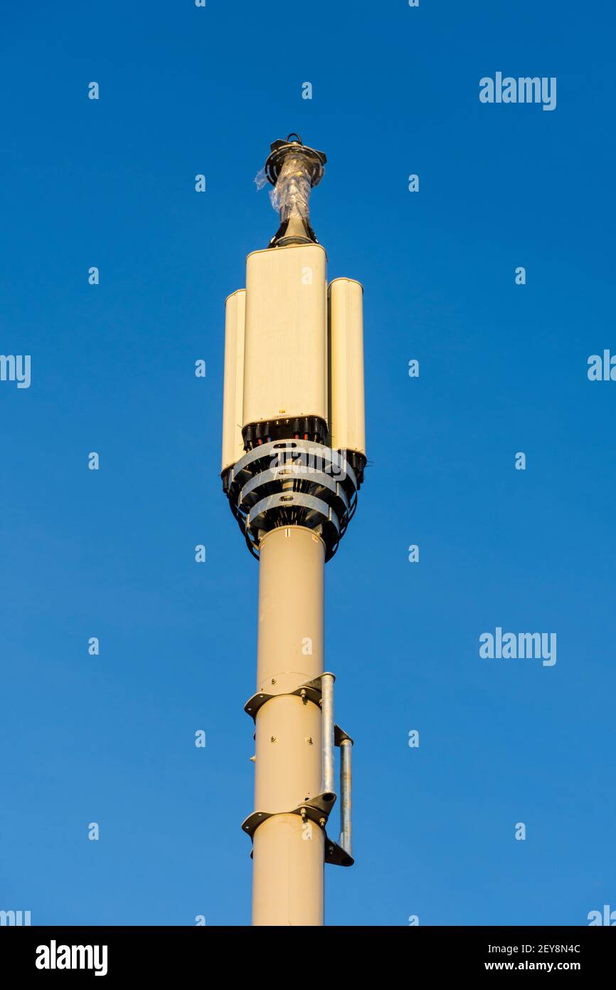 Newly erected mobile phone communications mast at Droylsden, Tameside ...