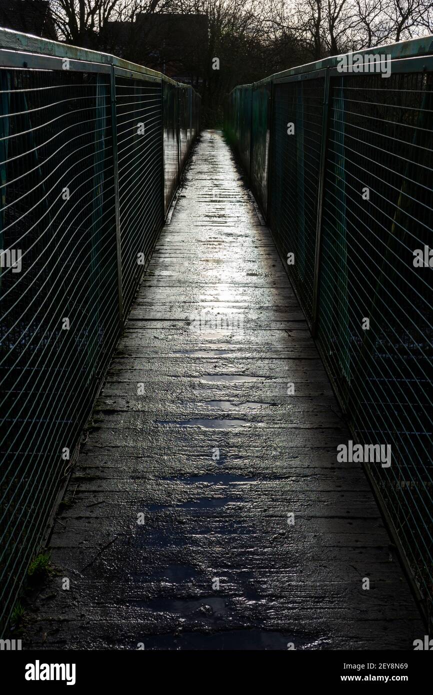Footbridge over the railway line at Medlock Vale, Greenside, Droylsden ...