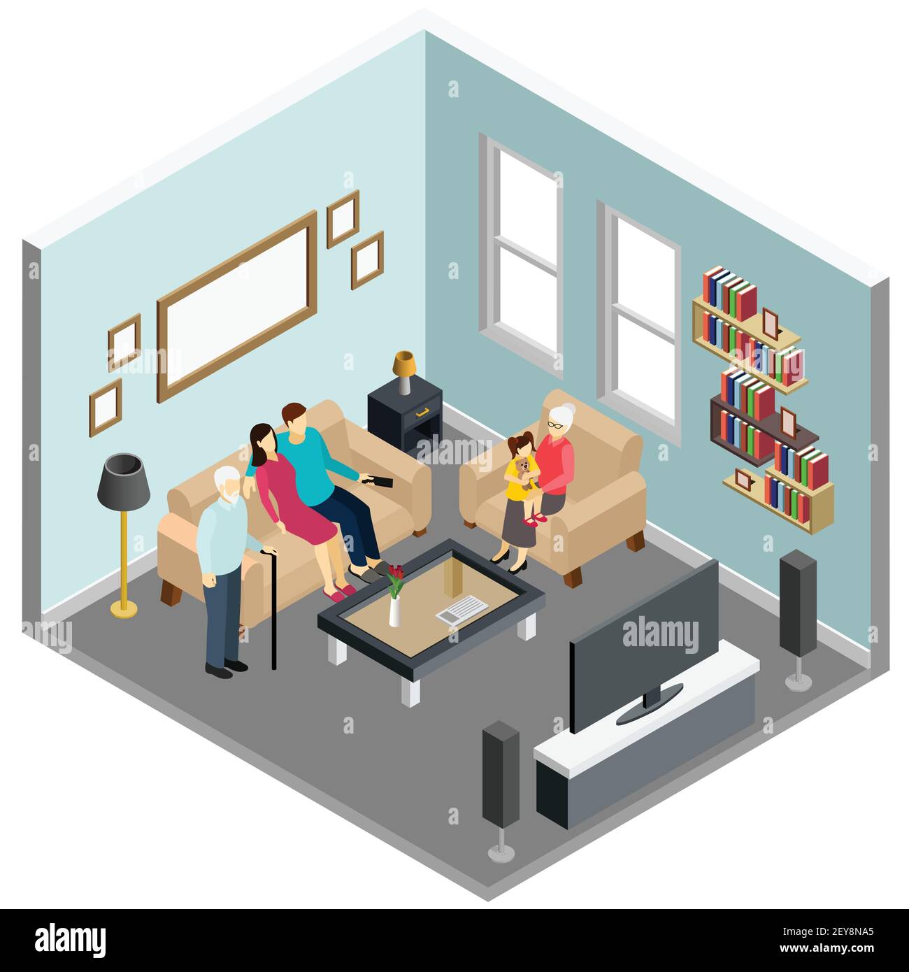 Grandfather watching tv Stock Vector Images - Alamy