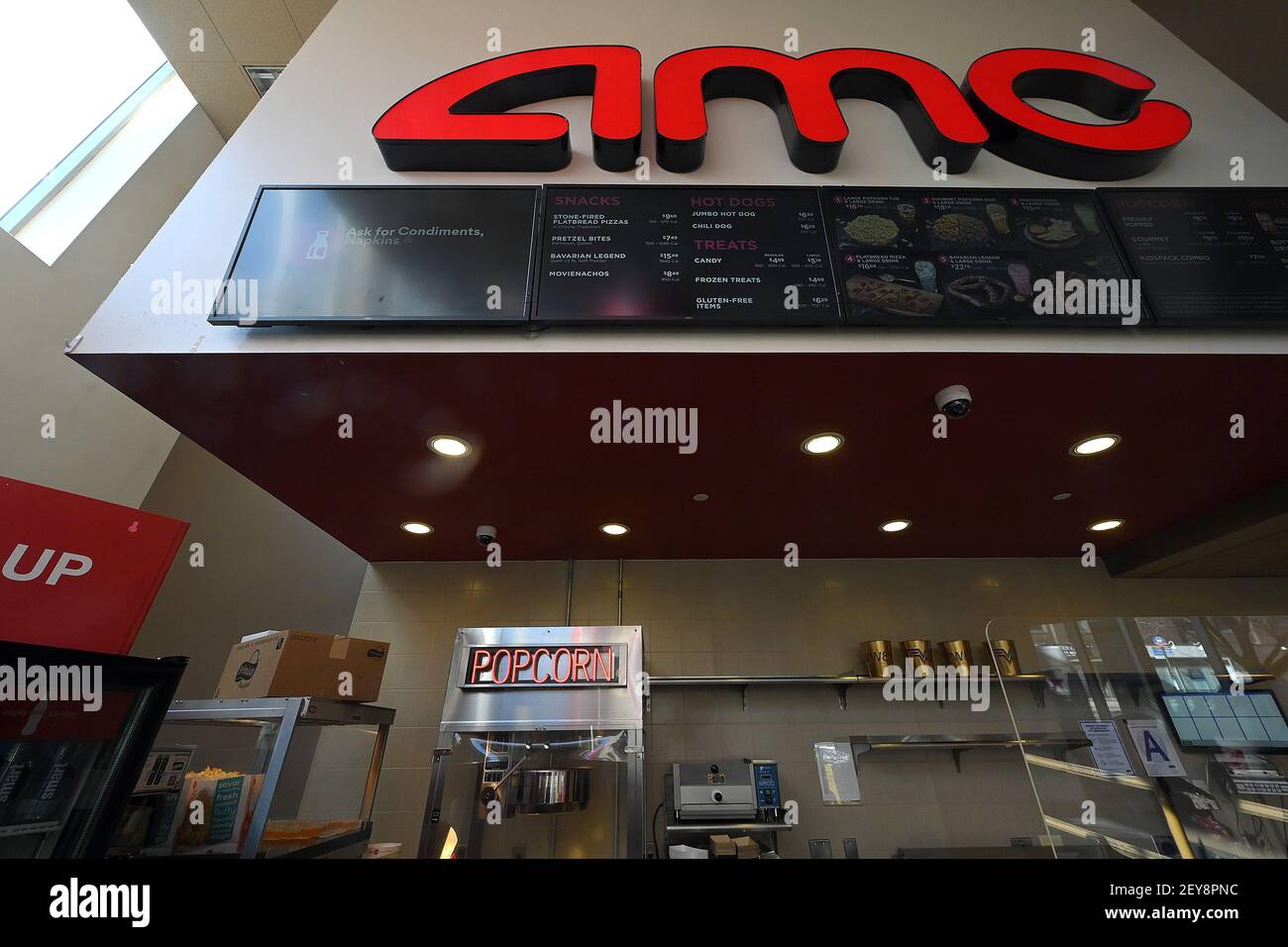 Inside view of the lobby of the AMC theater in the East Village as ...