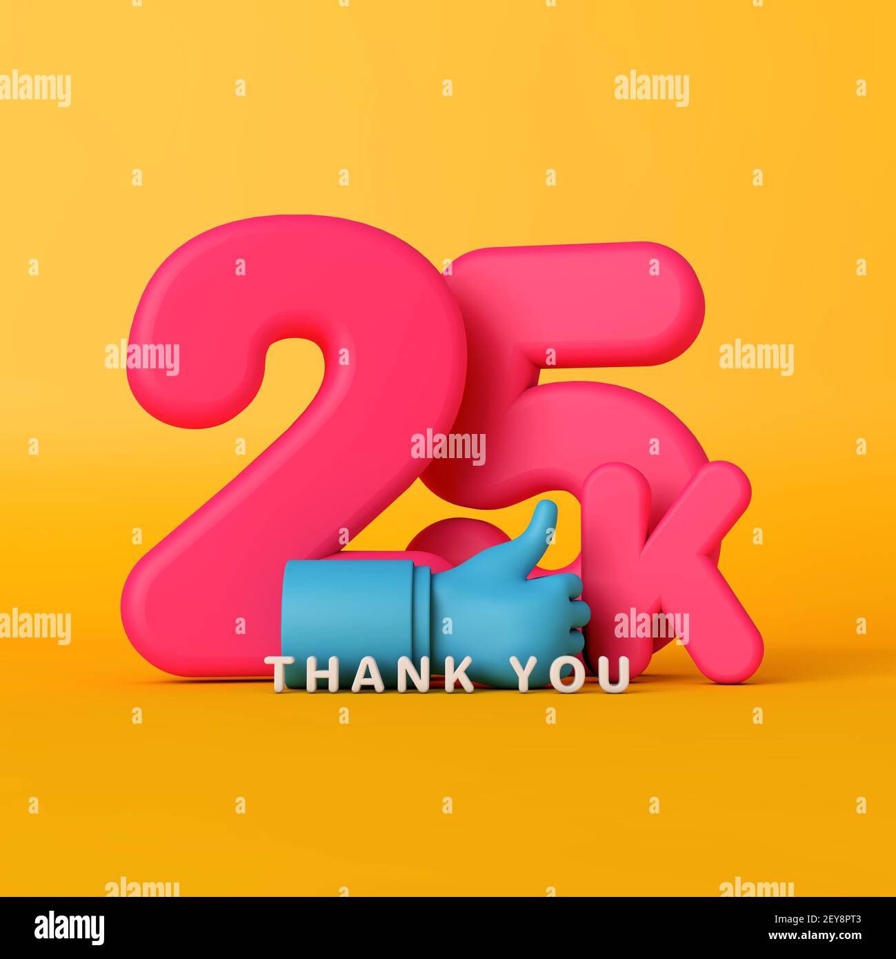 Thank you 25 thousand followers. social media banner. 3D Rendering ...