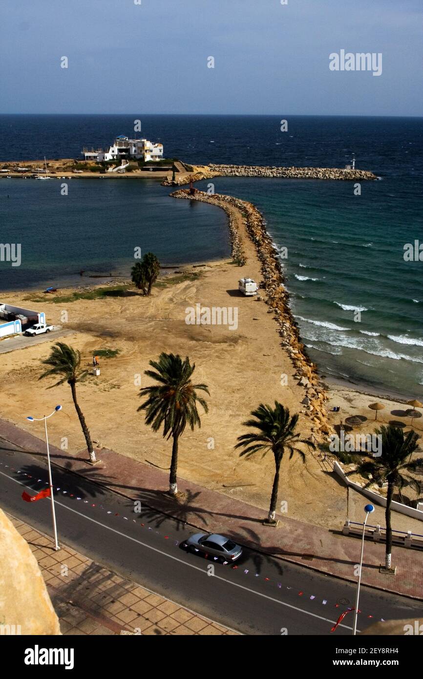 Panoramas monastir tunisia the castle slot and mediterranean sea Stock ...