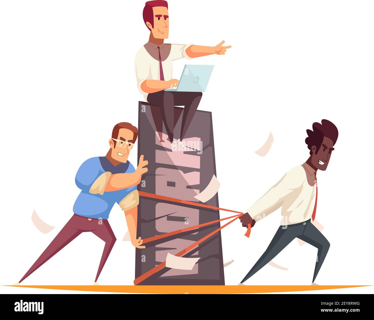 Business people design concept with team of coworkers performing hard ...