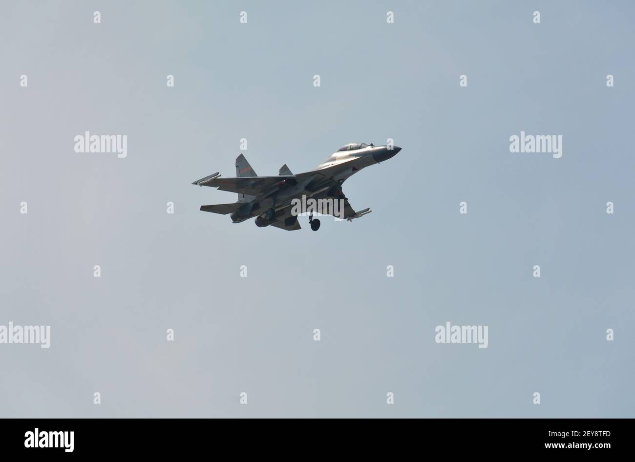 Twin engine Shenyang-J11 Chinese fighter plane coming in to land at ...