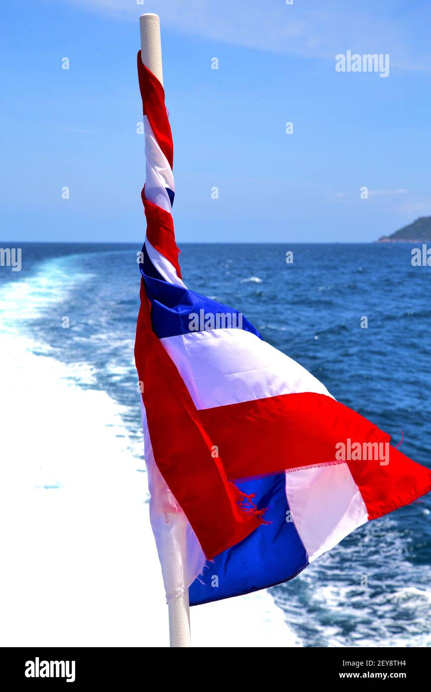 Waving flag asia kho samu bay isle in thailand and sea Stock Photo - Alamy